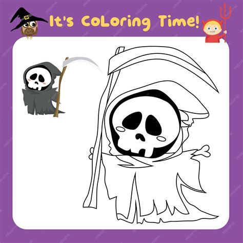 색칠공부 시간 워크시트입니다 할로윈 워크시트 페이지 색칠하기 아이들을 위한 재미있는 활동 프리미엄 벡터