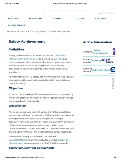 Safety Achievement Skybrary Aviation Safety Pdf Safety Risk
