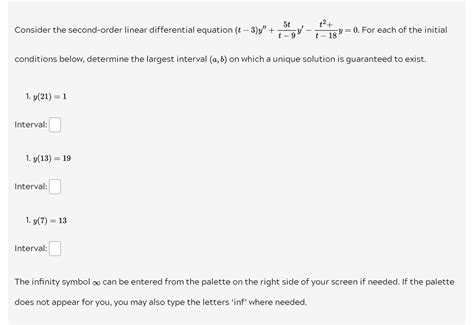 Solved Consider The Second Order Linear Differential