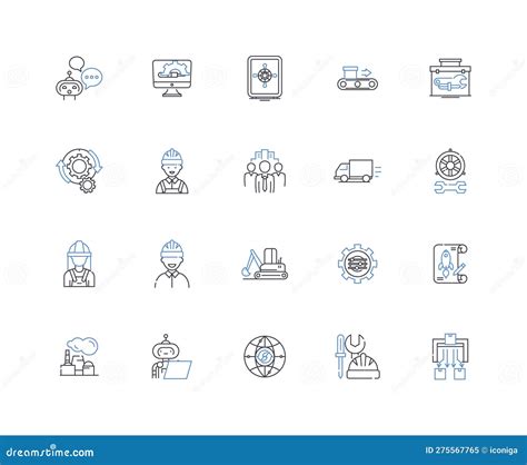 Manufacturing Line Icons Collection Production Assembly Mass