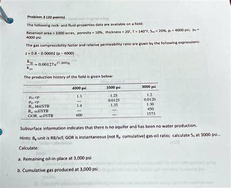 Solved Texts Problem 3 20 Points The Following Rock And Fluid
