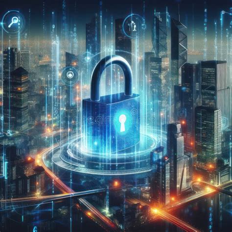 Cyber Security And Protection In The City Stock Illustration Illustration Of Access Computer