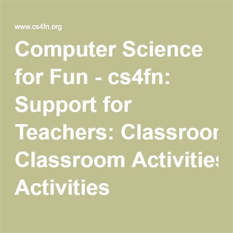 Computer Science For Fun Cs4fn Support For Teachers Classroom