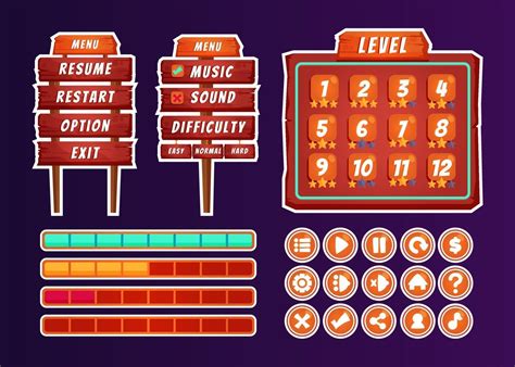vector game template gui kit interface log in page elements 5238479