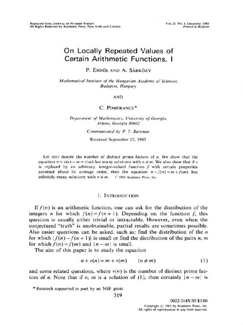 1985 16erdos Pdf Function Mathematics Integer
