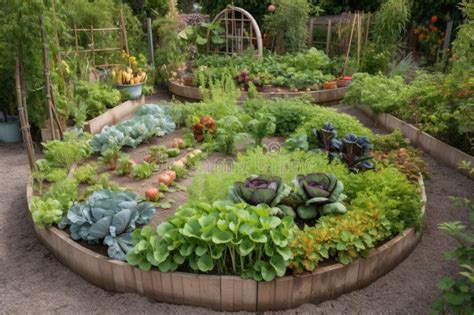 Edible Landscape Garden With Fruits Vegetables And Herbs Growing In