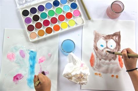 Watercolor Resist Painting Using School Glue Smashed Peas And Carrots