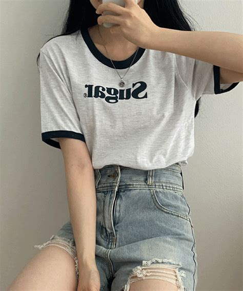 [3color]슈가 배색 반팔티 에이블리