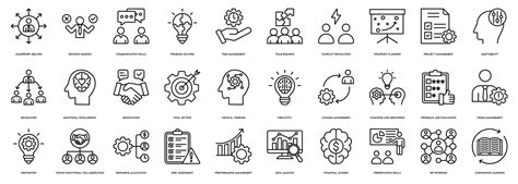 Management Skills Icon Line Set Vector Illustration Leadership