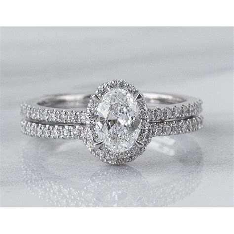 Kesslers 1 1 4ct T W Oval Cut Newborn Lab Created Diamond Wedding Set In 14k White Gold