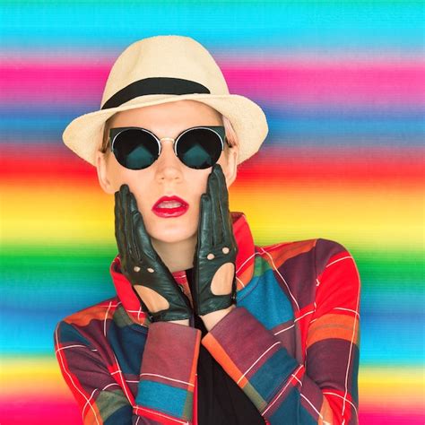 Premium Photo Stylish Portrait Of A Hipster Girl