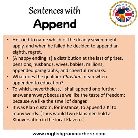 Sentences With Append Append In A Sentence In English Sentences For