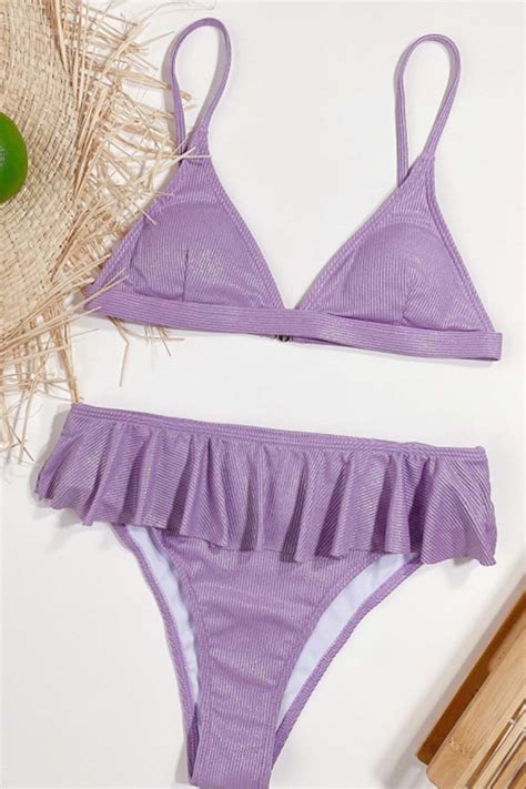 Purple Ruffled Bikini