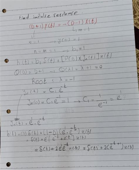 Solved Find The Unit Impulse Response Of A System Chegg