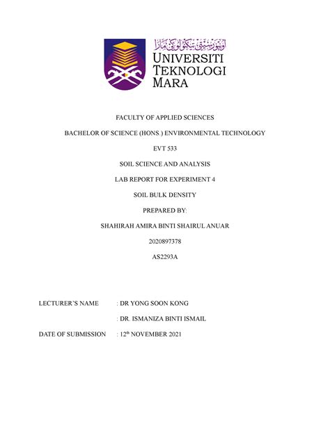 Lab Report Experiment 4 Faculty Of Applied Sciences Bachelor Of