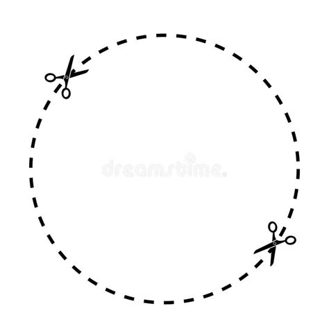 Illustration Of A Cut Out Coupon Rectangle Shape Circle With Scissors Vector Stock Vector