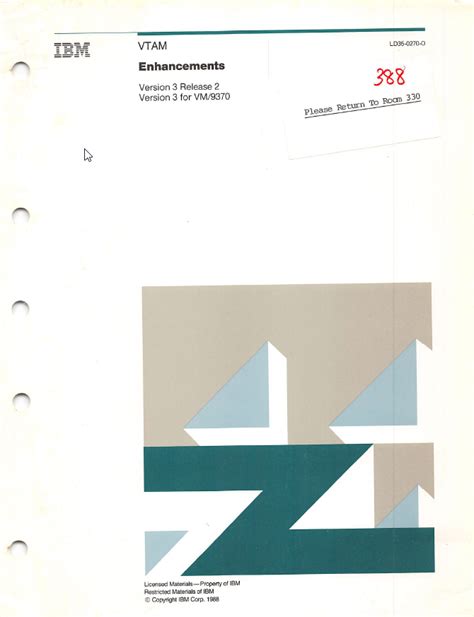 IBM VTAM Enhancements Version Release Version For VM Manual Computing History