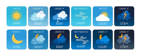 전 세계 여러 도시의 다양한 조건을 나타내는 날씨 아이콘 0명에 대한 스톡 벡터 아트 및 기타 이미지 0명 개선 기상학