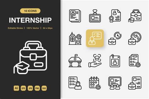 Internship Outline Icons Graphic By Spacepixel Creative · Creative Fabrica