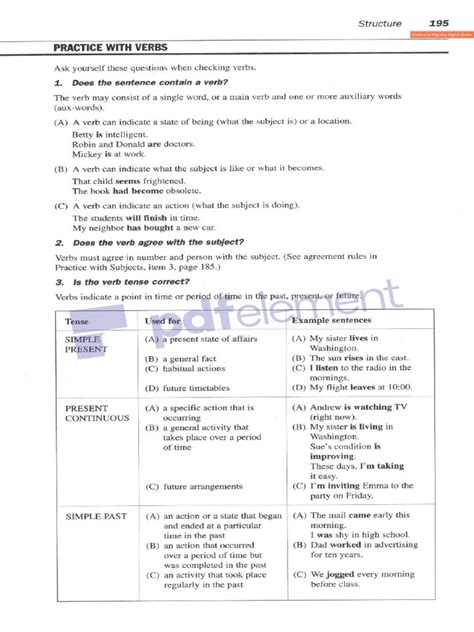 Structure Verb Tenses Ex S25 S31 Pdf