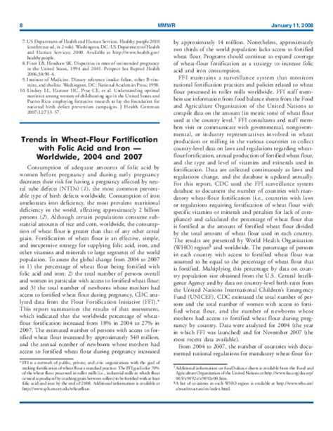 Pdf Trends In Wheat Flour Fortification With Folic Acid And Iron — Worldwide 2004 And 2007