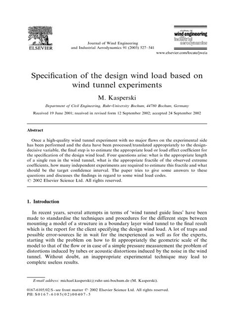 Specification Of The Design Wind Load Based On Wind Tunnel Experiments Pdf