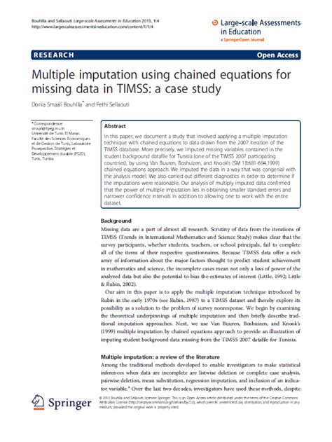 Multiple Imputation Using Chained Equations For Missing Data In Timss