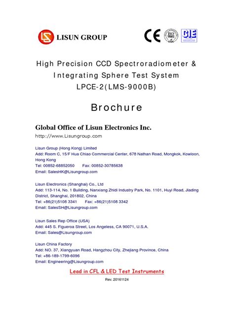 High Precision Spectroradiometer Integrating Sphere System Pdf Alternating Current Mains