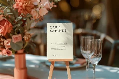 Premium Psd Peach Fuzz Wedding Table Card Mockup