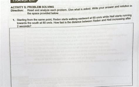 Solved Activity 5 Problem Solving Direction Read And