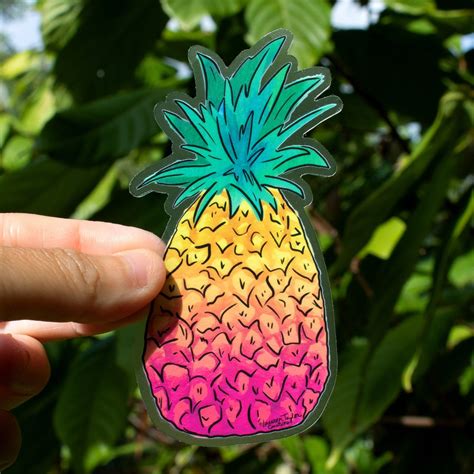 Pineapple Clear Sticker Large Pineapple Stickers Dishwasher Safe