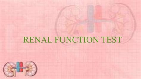 Renal Function Tests Pptx Endocrine And Metabolic Diseases