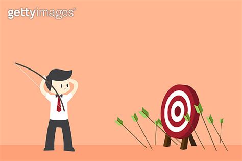 Businessman Hit Many Arrows Missed Target Mark Miss Multiple Failed Hit Archery Target