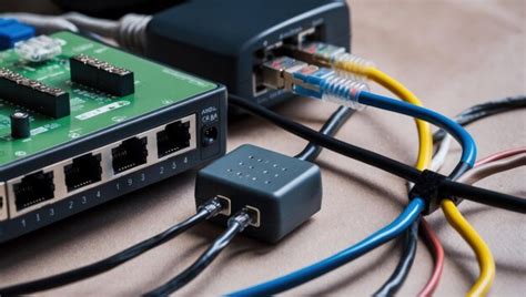 Close Up Of Network Cables Connected To A Router And Interface Panel