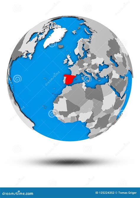 Spain On Political Globe Isolated Stock Illustration Illustration Of