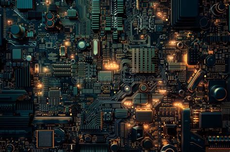 Circuitry And Technology A Closeup View Of A Motherboard Stock Illustration Illustration Of