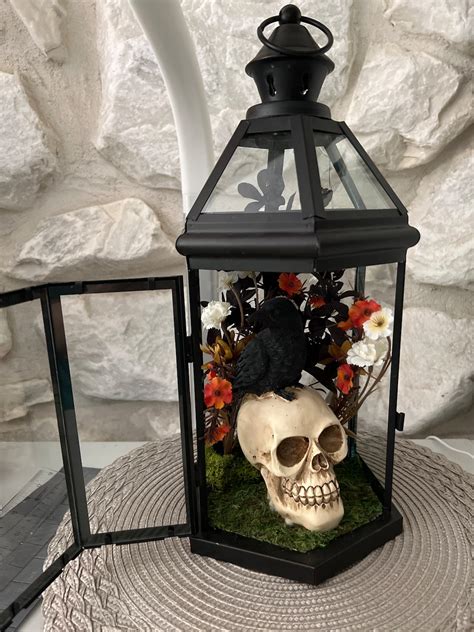 Crow And Skeleton Lantern Etsy
