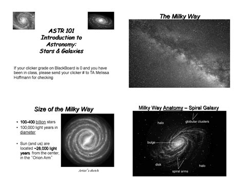 The Milky Way Size Of The Milky Way Lecture Notes Astronomy Docsity