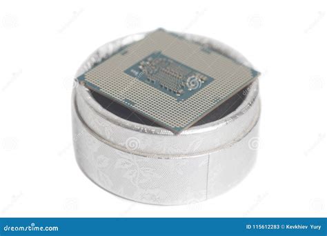 Central Processing Unit Cpu Processor Microchip On The Packaging Box