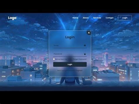 Responsive Website With Navbar Login And Registration Form Using HTML