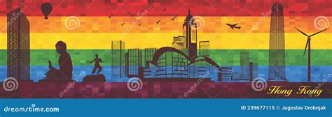 Hong Kong On LGBT Flag Background Stock Vector Illustration Of China Landmark