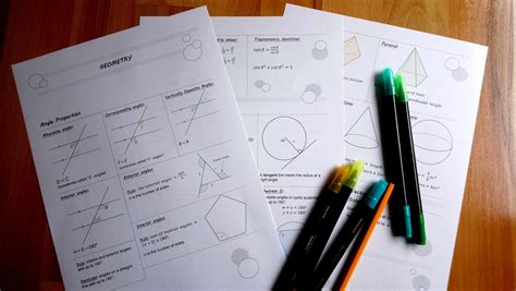 Gcse Maths Geometry Revision A4 Summary Sheets Teaching Resources