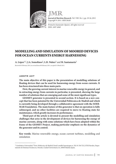 pdf modelling and simulation of moored devices for ocean currents