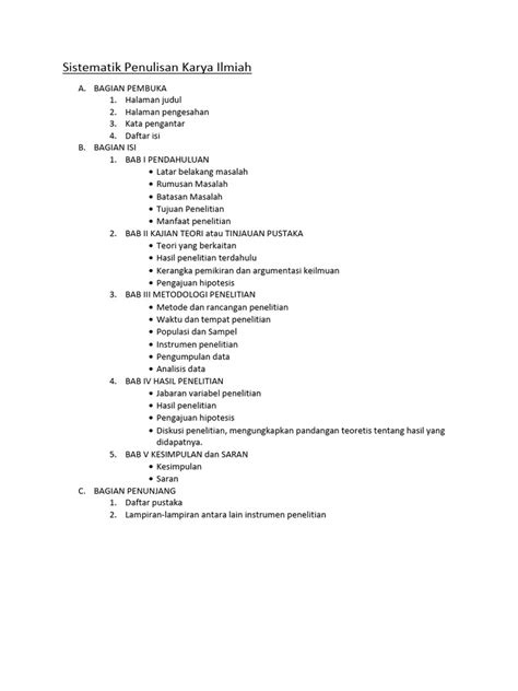 Sistematik Penulisan Karya Ilmiah Pdf