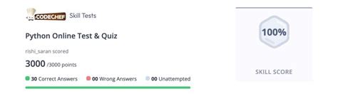 Finished A Python Skill Test On Codechef Rishi Saran Posted On The