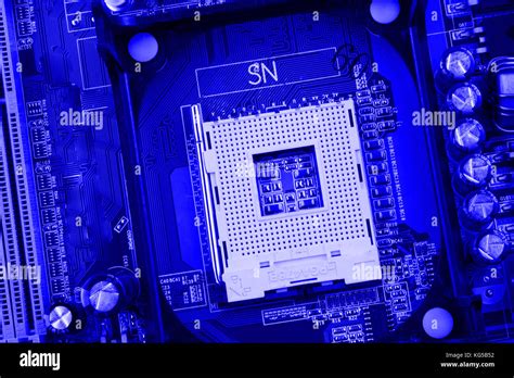 CPU Socket On A Computer Motherboard Macro Close Stock Photo Alamy