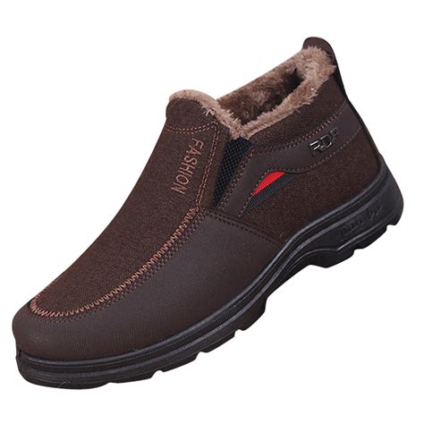 Kelinfong Mens Warm Snow Boots Fur Lined Waterproof Winter Shoes Anti
