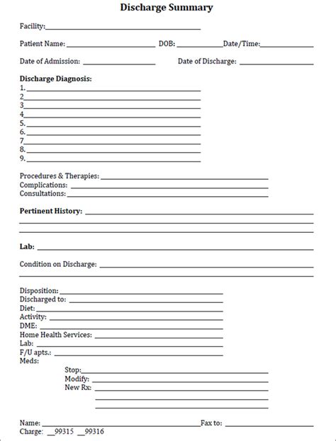Discharge Plan Template