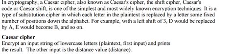 Solved In Cryptography A Caesar Cipher Also Known As Chegg