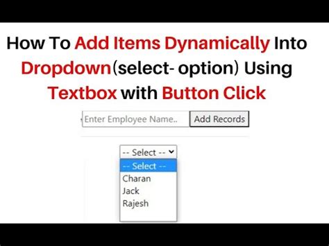Reactjs Dynamically Add Items Into Dropdown With Button Click Youtube